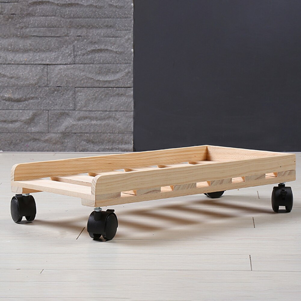 Office Wooden PC Tray CPU Stand Caster Moving Roll... – Grandado