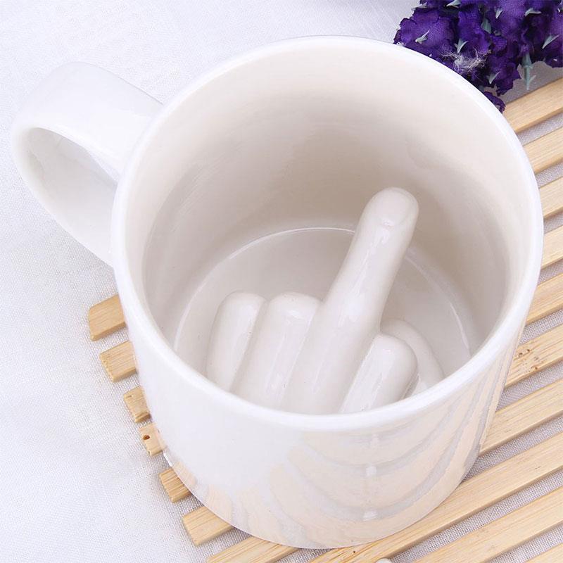 White Middle Finger Style Novelty Mixing Coffee Mi... – Vicedeal