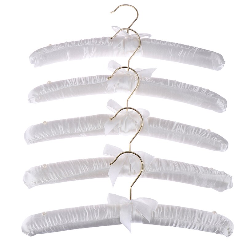 5 X White Satin Padded Clothes Hook Hanger – Grandado