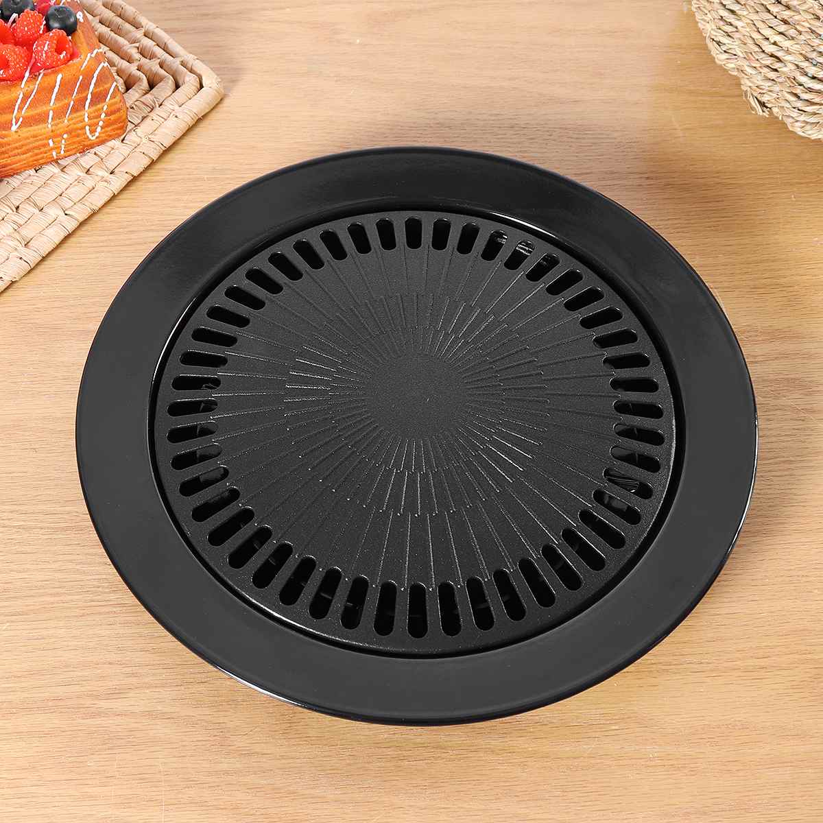 2- lager rund bbq grillpanna spishäll nonstick gri... – Grandado