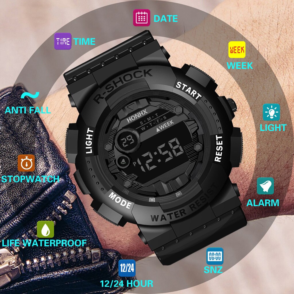 Honhx-Reloj Digital Led para hombre, pulsera elect... – Grandado