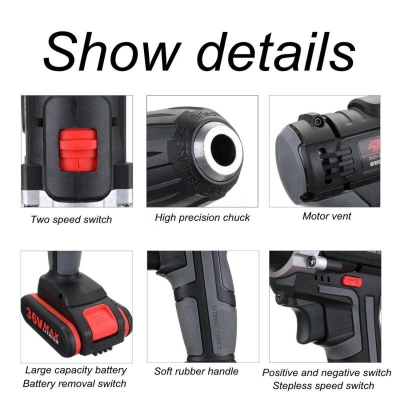 36V Cordless Electric Drill Double Impact Drills 2... – Grandado