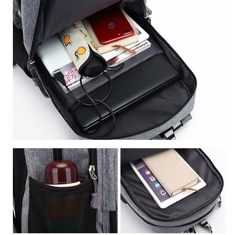 Male backpack man Waterproof USB charging travel S... – Grandado