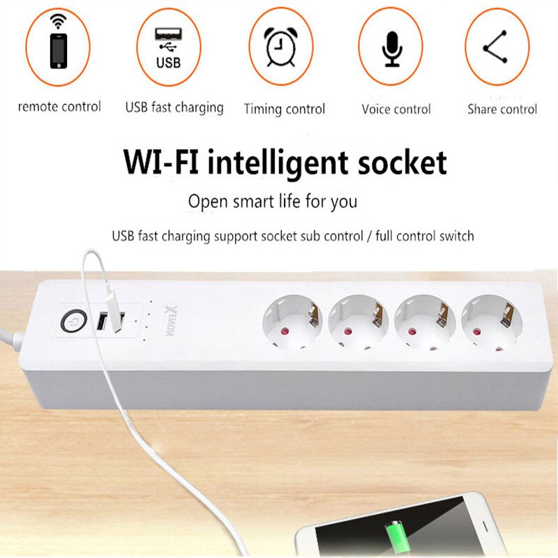 10A EU RUS WiFi Smart Power Socket Strip 4 Outlet ... – Vicedeal