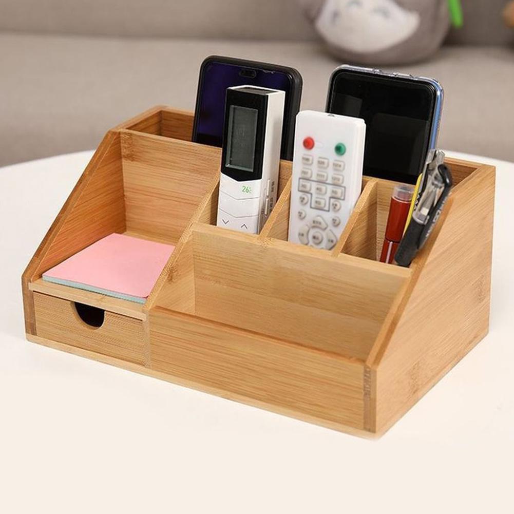 Desktop Storage Box Bamboo Stationery Organiser Le... – Grandado