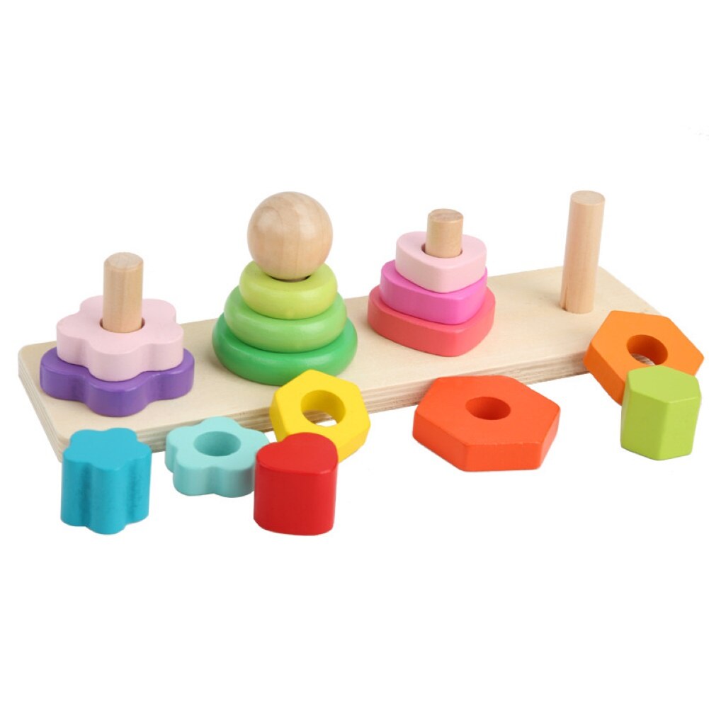 Kids 4-Column Geometric Blocks Stacking Shape Matc... – Grandado
