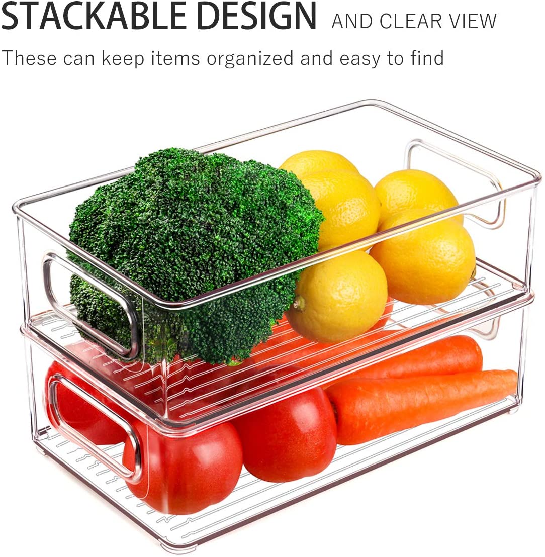 4pc Refrigerator Organizer Bins Stackable Fridge F Grandado
