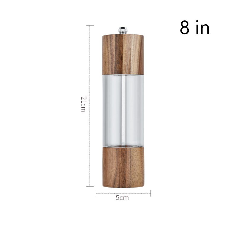 Acacia Cylindrical Grinder, Transparent Pepper Mil... – Grandado