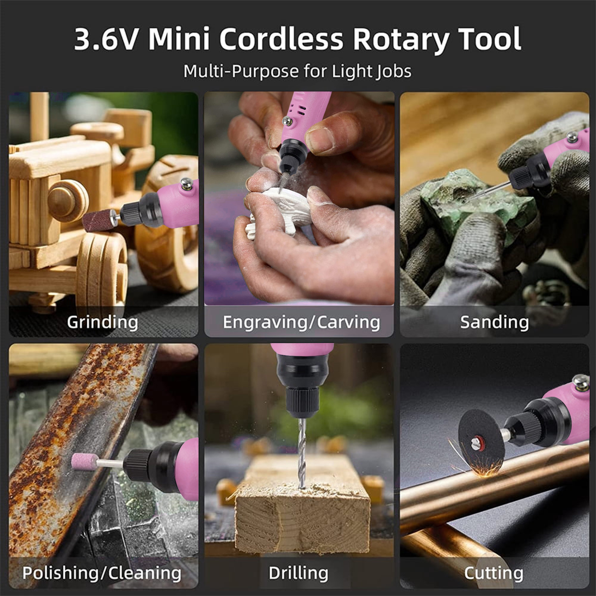 3.6V Mini Cordless Rotary Tool Kit, USB Charging 3... – Grandado