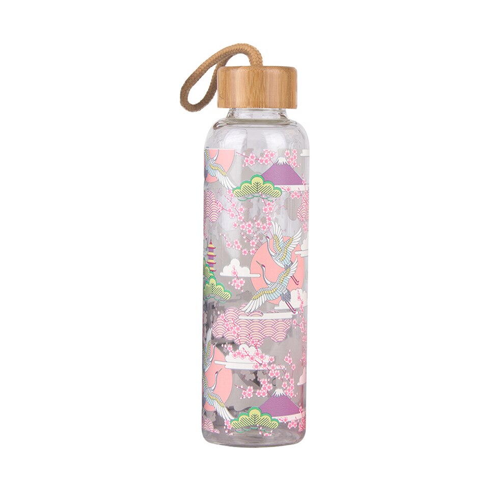 550ml Cute Japanese Glass Water Bottles With Bambo... – Vicedeal