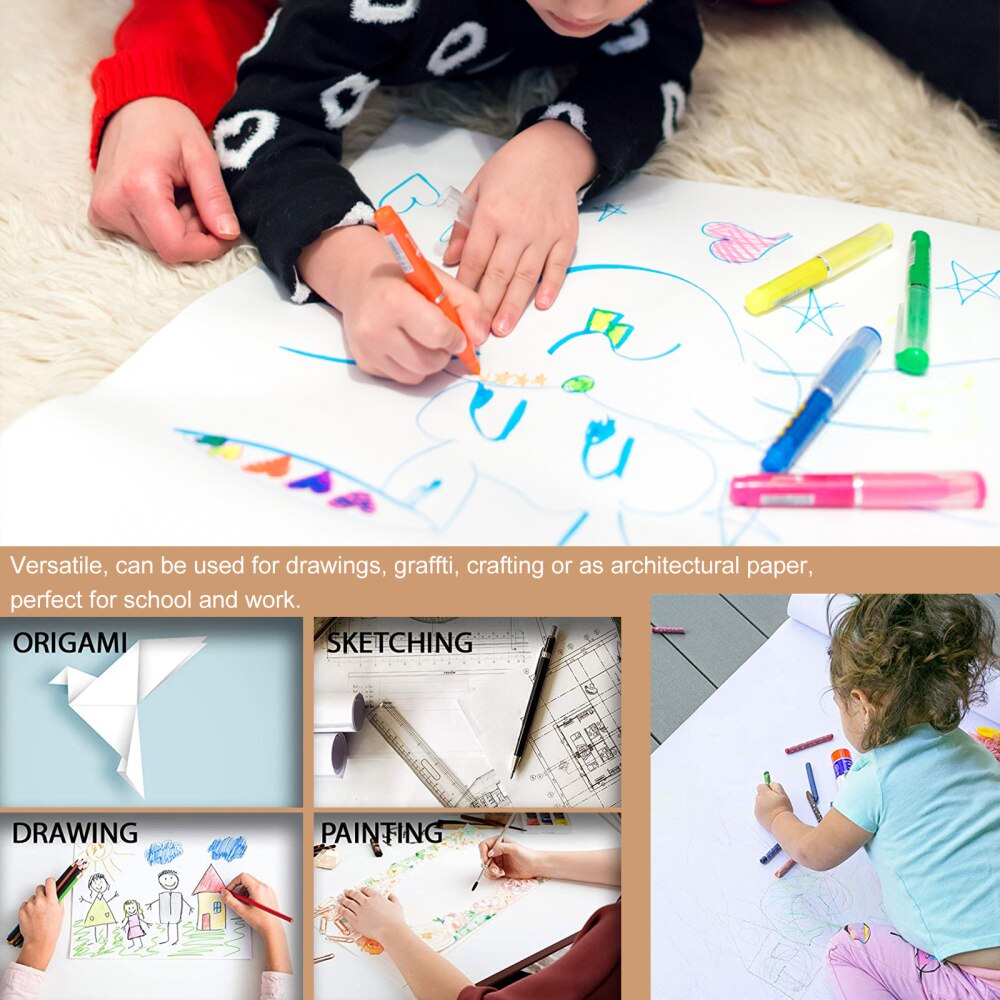 NUOBESTY Children Drawing Paper Roll Plain Sketchi... – Grandado