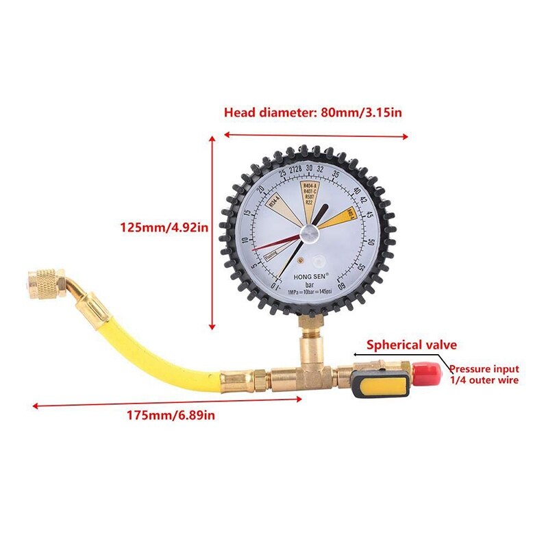 Pressure Gauge, Air Conditioning Cooling Nitrogen ... – Grandado