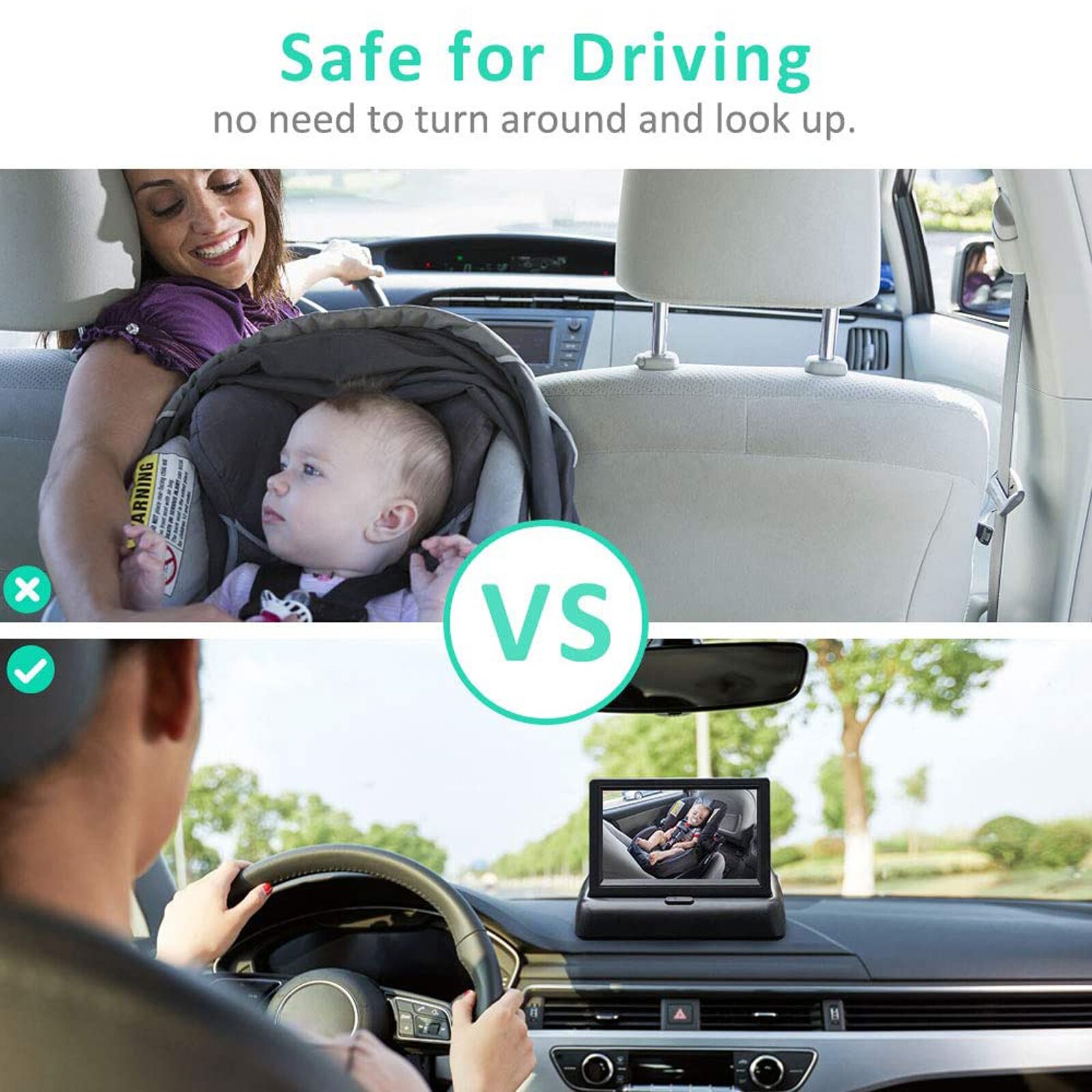 Baby Car Mirror Camera Child Safety Display View I... – Grandado