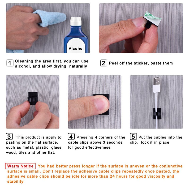 100 Pieces Adhesive Cable Clips Wire Cable Holder ... – Grandado