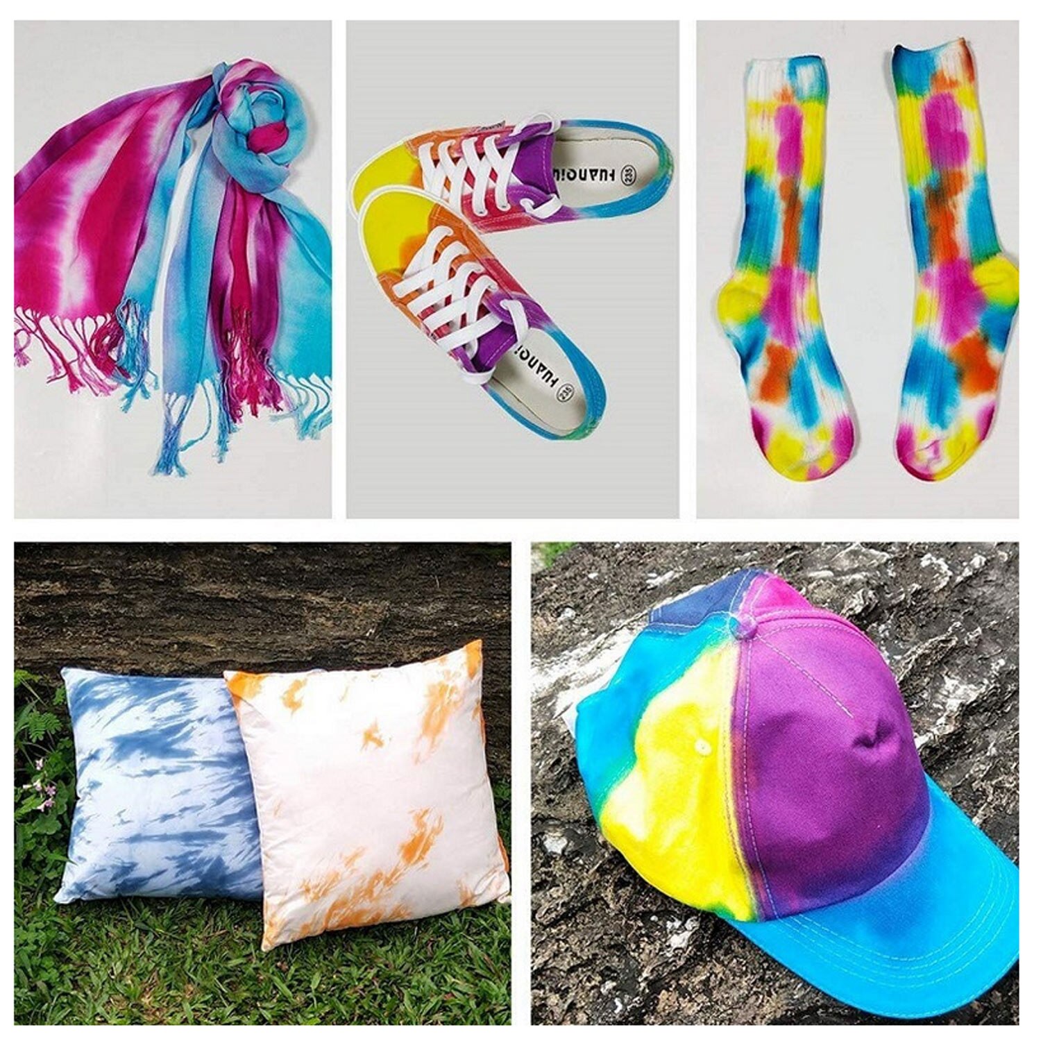 10 Colors DIY Shirt Fabric Tie Dye Paint Kits with... – Grandado