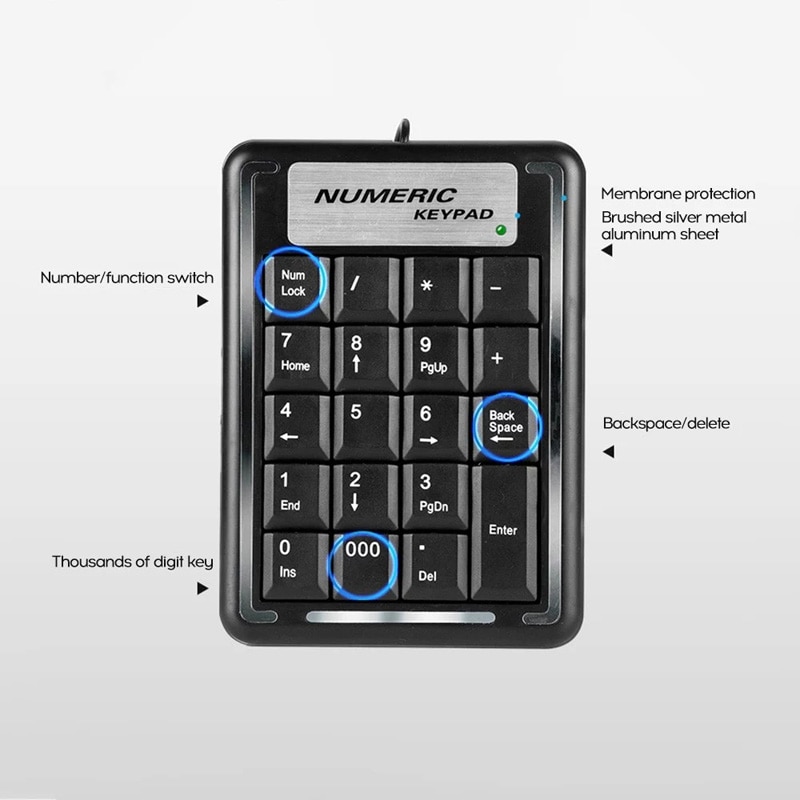 USB Wire Numeric Keypad Mechanical Feel Number Pad... – Grandado