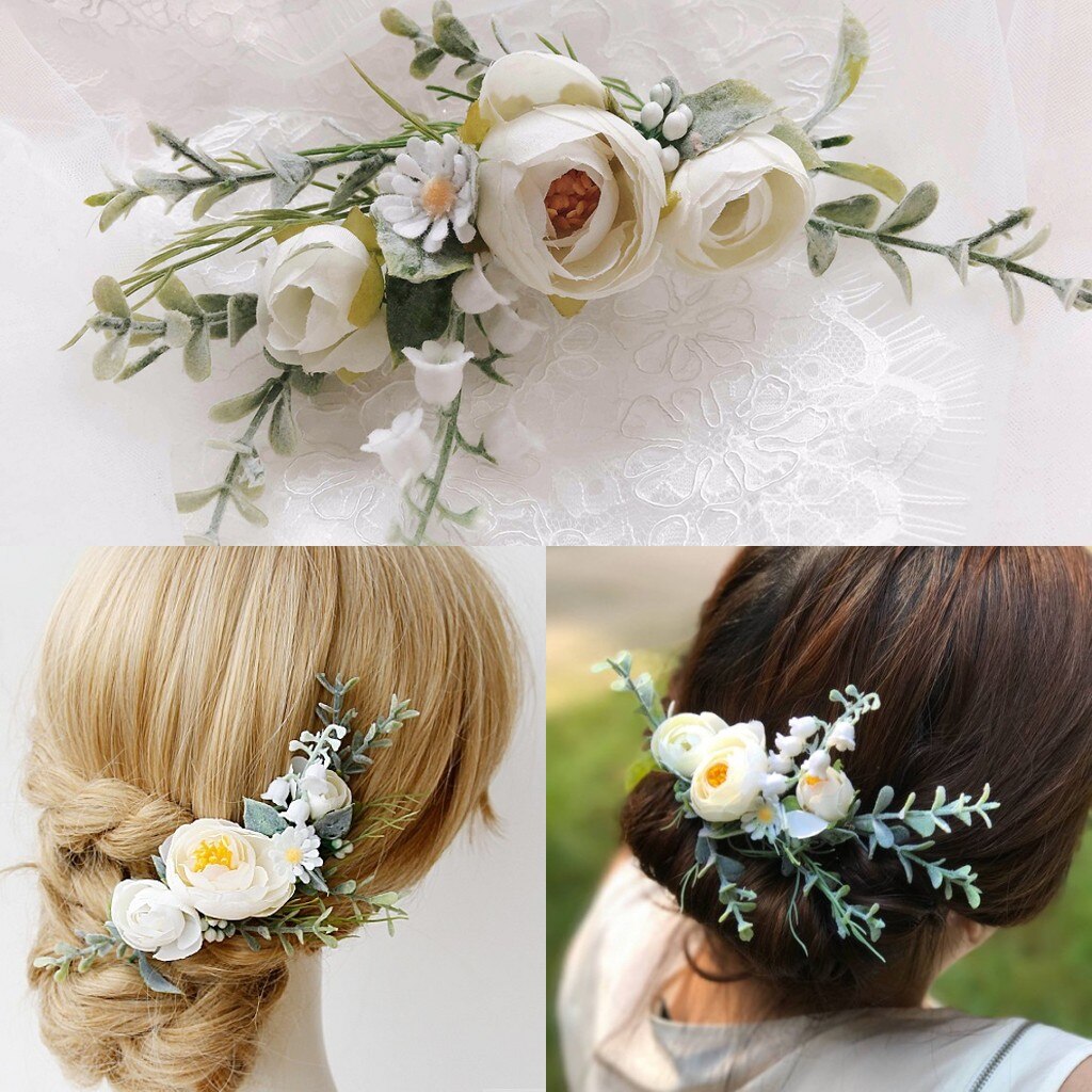 Grönt brud huvudstycke bröllop handband blomma hår... – Vicedeal