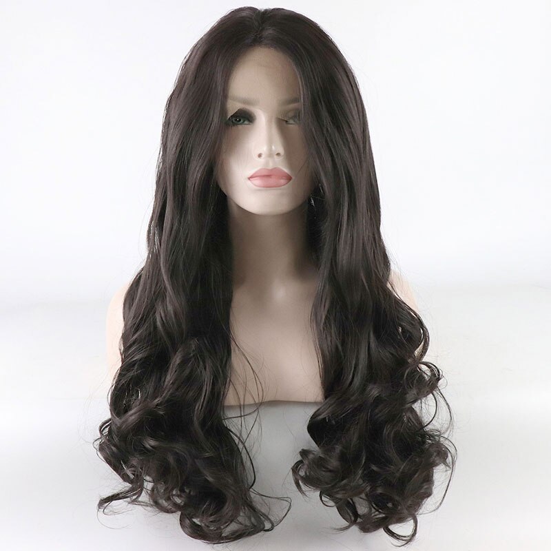 Bombshell Dark Brown Body Wave Synthetic Hair Lace... – Vicedeal