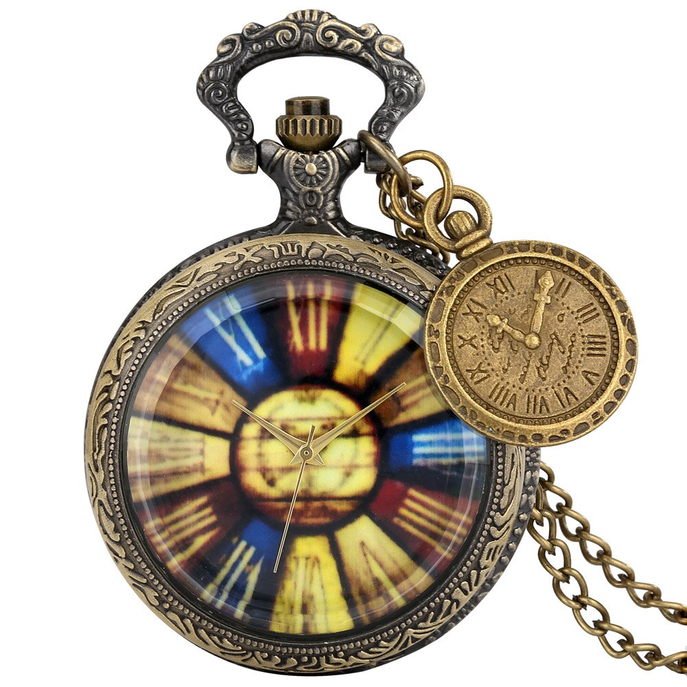 Vintage Painted Glass Pocket Watch Quartz Roman Di... – Grandado