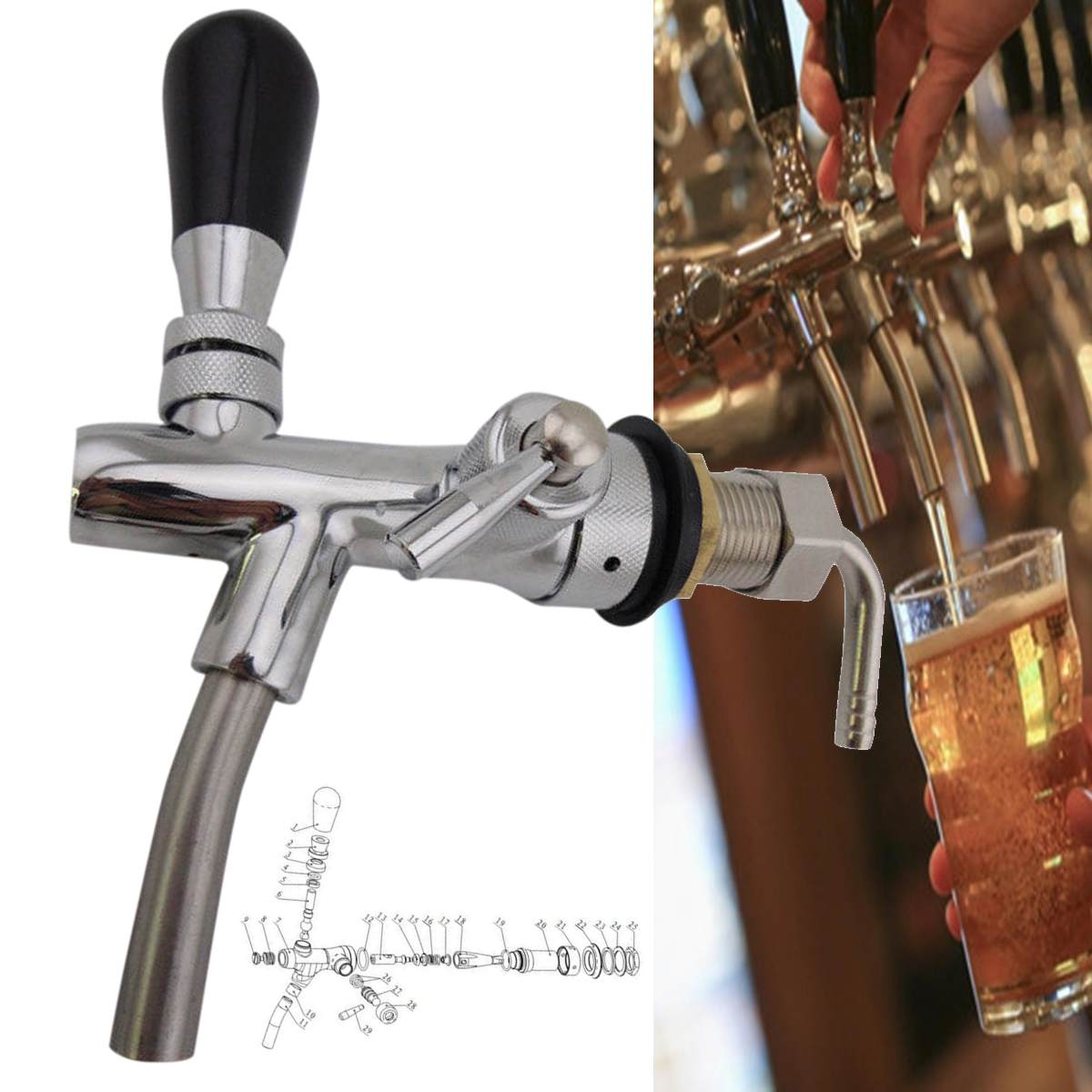 Adjustable G5/8 Draft Beer Faucet with Flow Contro... – Vicedeal