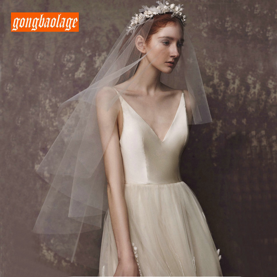 Encantador velo de novia blanco tul con peine 0,75... – Grandado