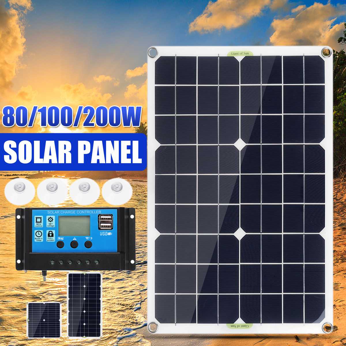 80/150/200W 18V Solar Panel Monocrystalline portab... – Grandado