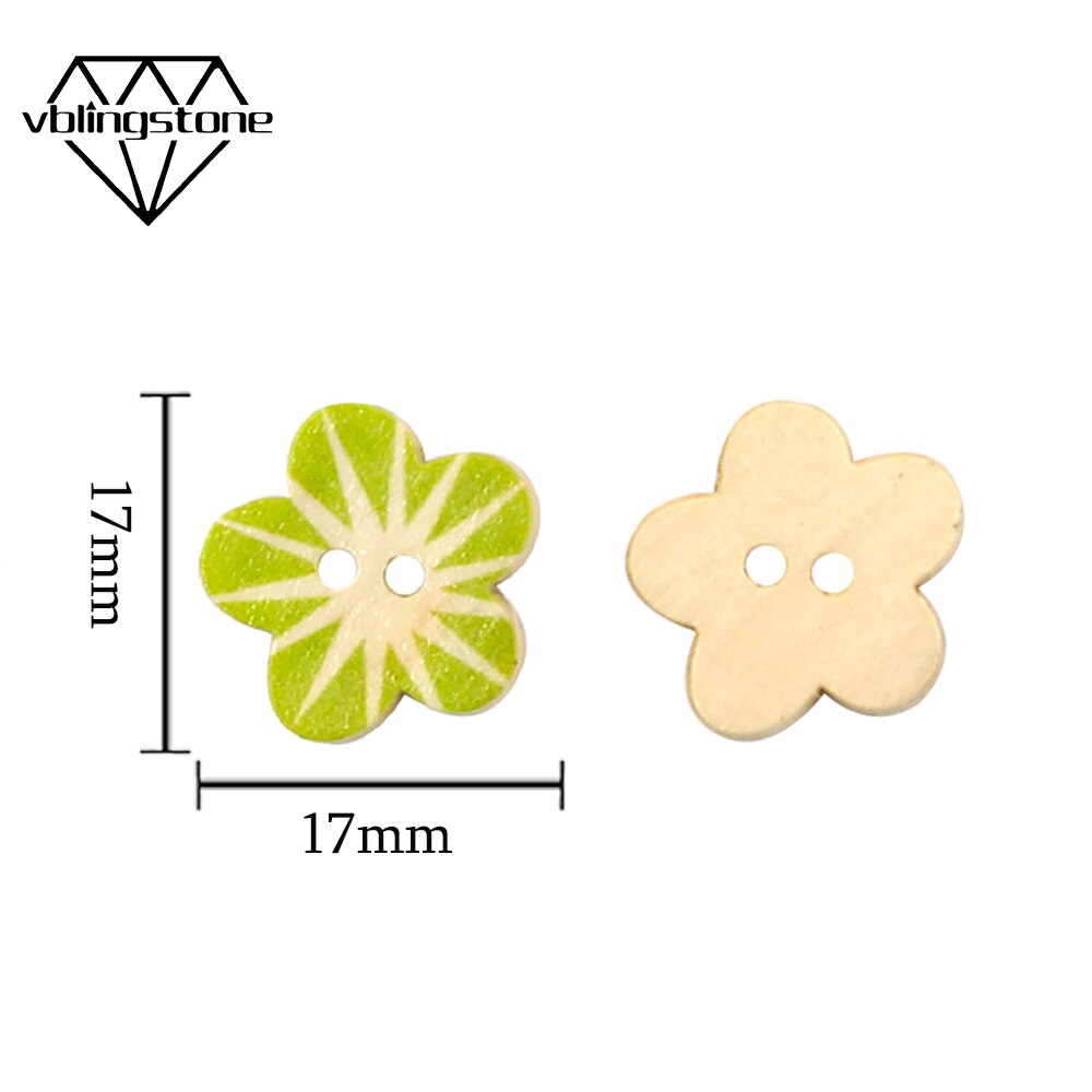 50Pcs 17x17mm Multicolor Flower Shape Button 2-Hol... – Grandado