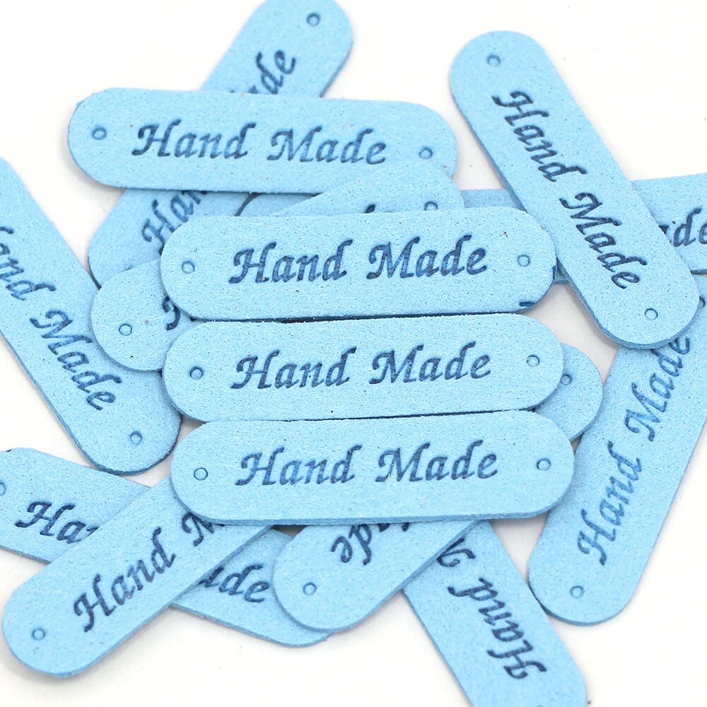 20Pcs Light Blue PU Leather Tags Handmade Labels F... – Grandado