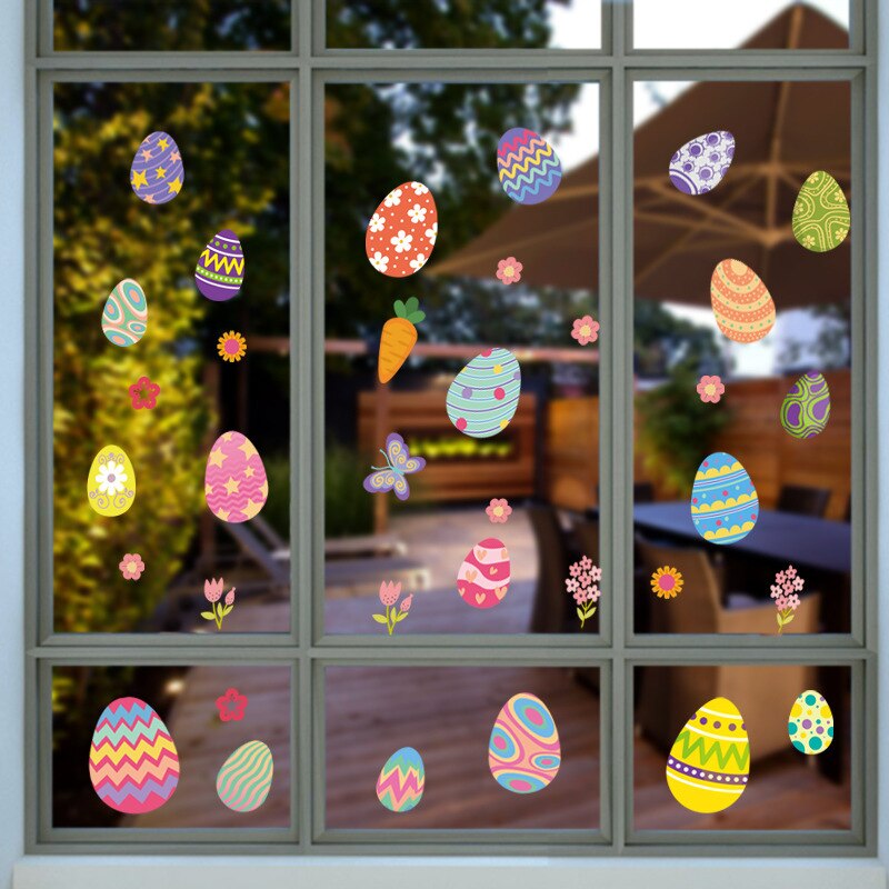 Happy Easter Window Stickers Rabbit Easter Eggs Ea... – Vicedeal