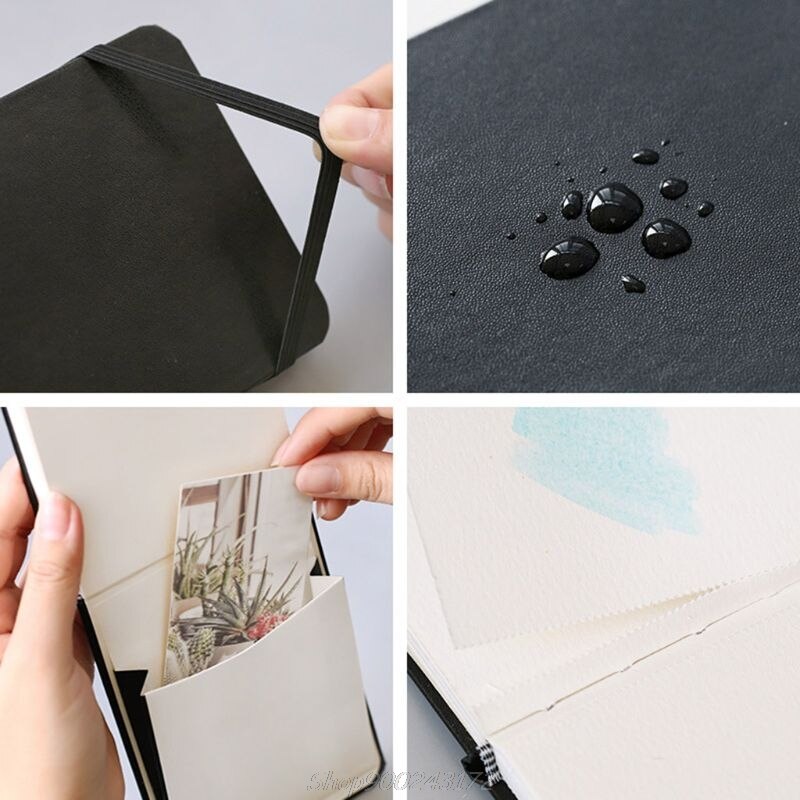 PU Leather Cover Watercolor Book A6 Paper Hand Boo... – Grandado