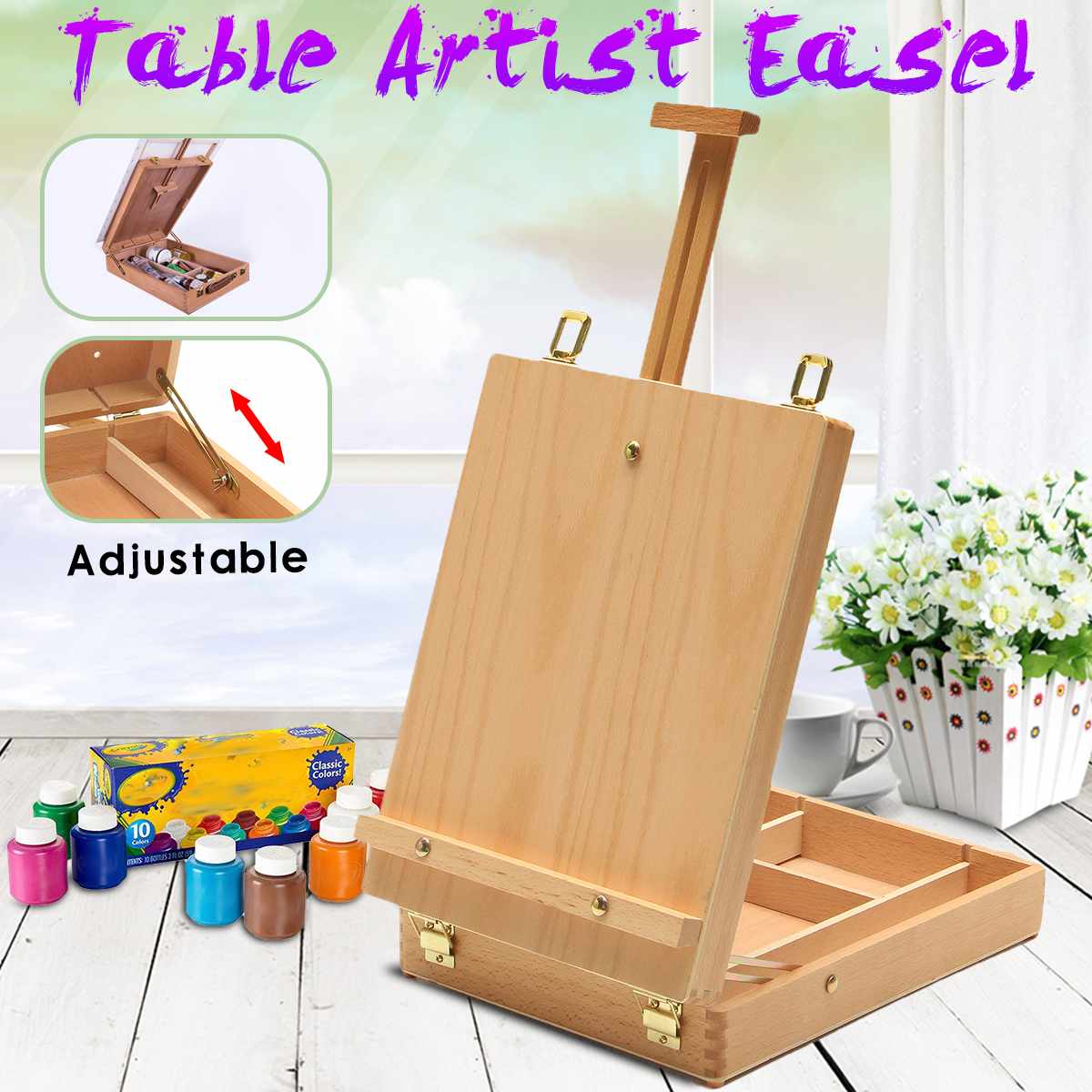 Liftable Wooden Easel Portable Desktop Easel Oil P... – Vicedeal