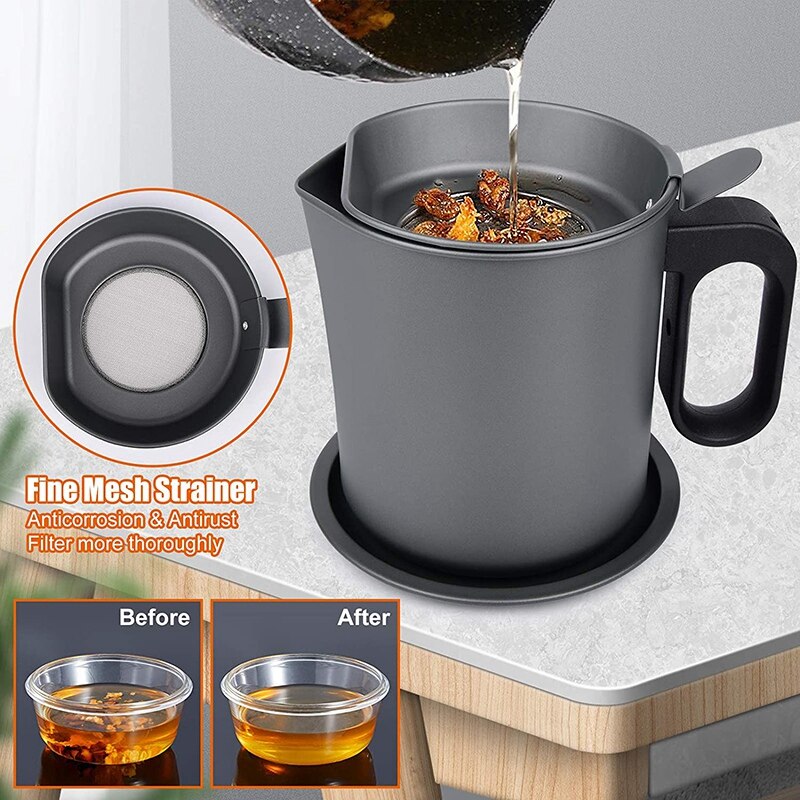 Bacon Grease Container with Strainer, 1.7 L Kitche... – Grandado