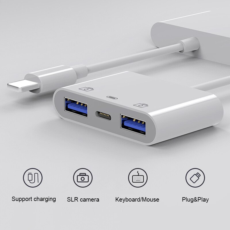 UTHAI For iPhone iPad Dual USB 3.0 Adapter Splitter Support IOS13 ...