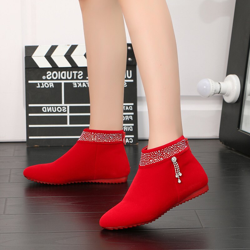 plus cotton zipper red drilling flat comfortable b... – Vicedeal