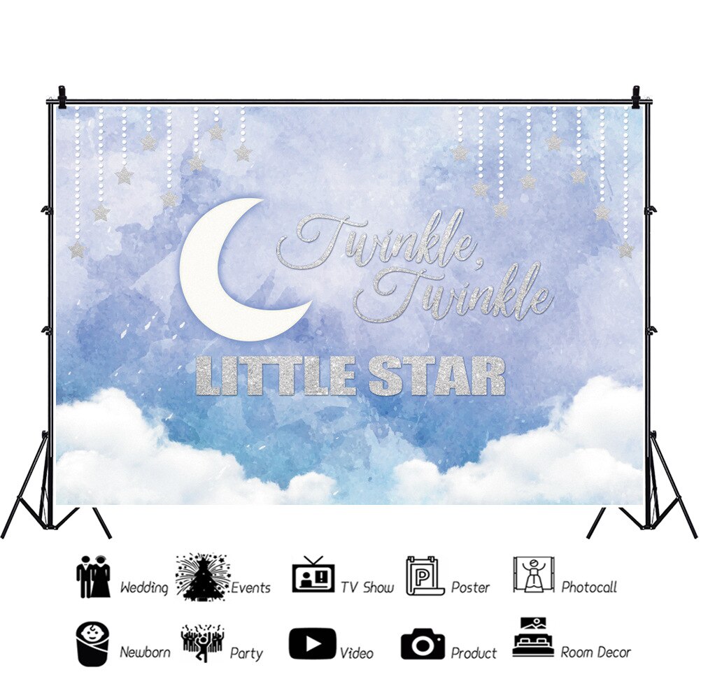 White Moon and Star Scenery Photography Background... – Vicedeal