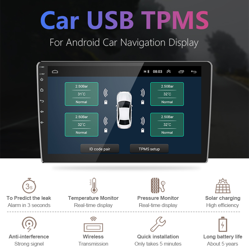Vtopek USB TPMS tire pressure monitor Android Navi... – Vicedeal