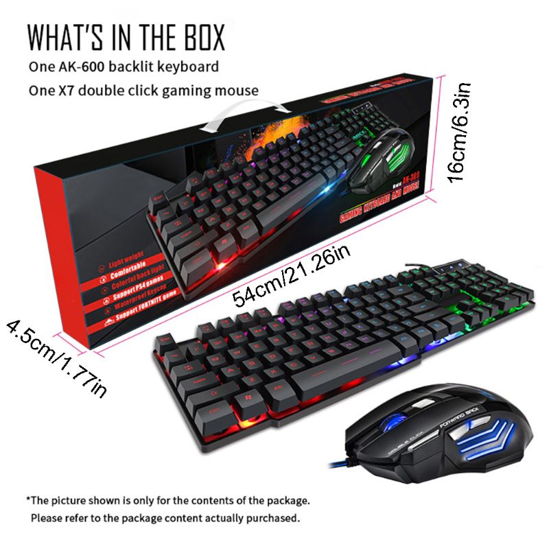 USB Wired Gaming Keyboard and Mouse 104 Keys Backl... – Grandado