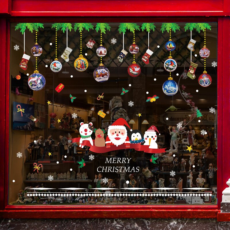 Kerst Raam Leuke Cartoon Sticker Windows Showcase ... – Grandado