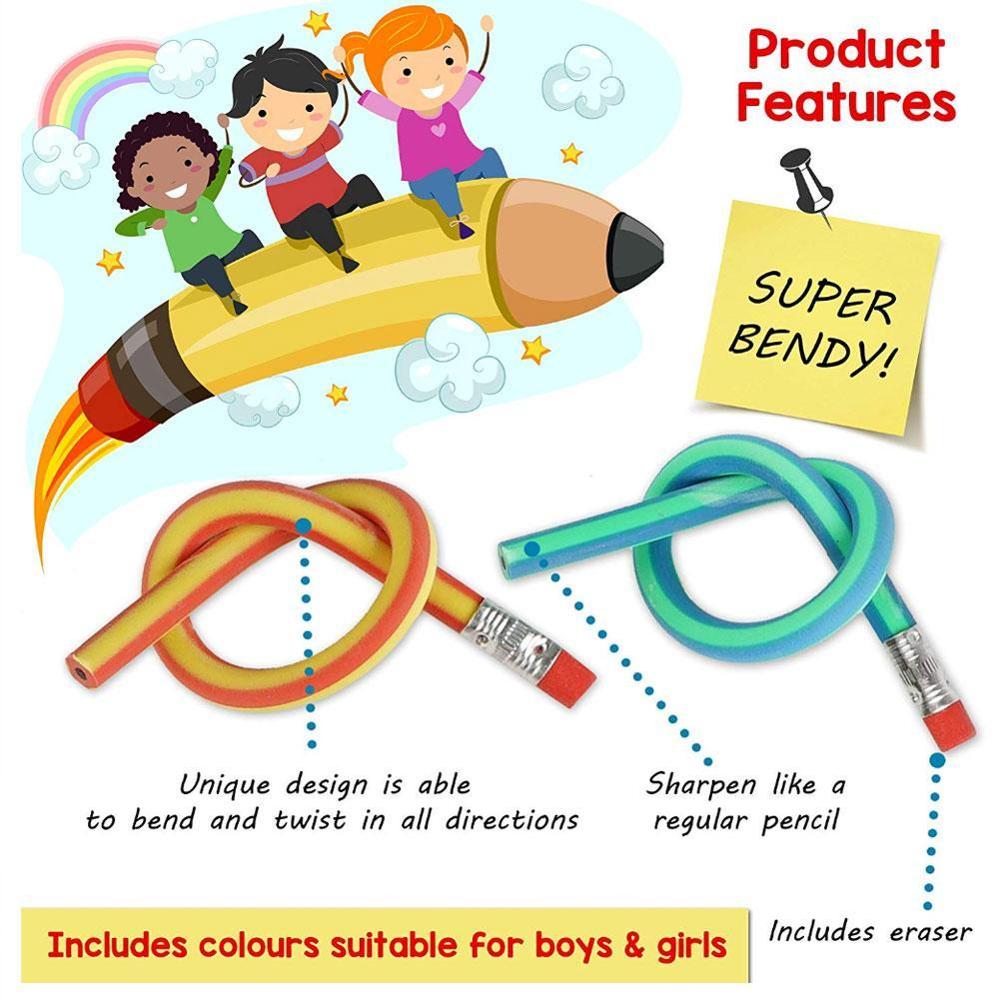 5Pcs Flexible Soft Pencil With Eraser Colorful Mag... – Vicedeal