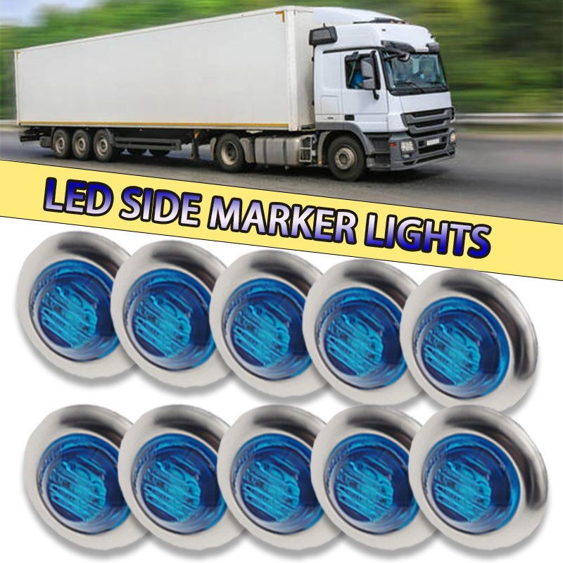 12V 10pcs 3LED 3/4" Round Blue Trailer Chrome... – Vicedeal