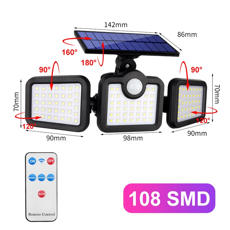 Solar Lights Outdoor 171 COB LEDs Motion Sensor Li... – Grandado