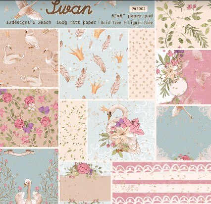 Swan Scrapbooking paper pack of 24 sheets handmade... – Grandado