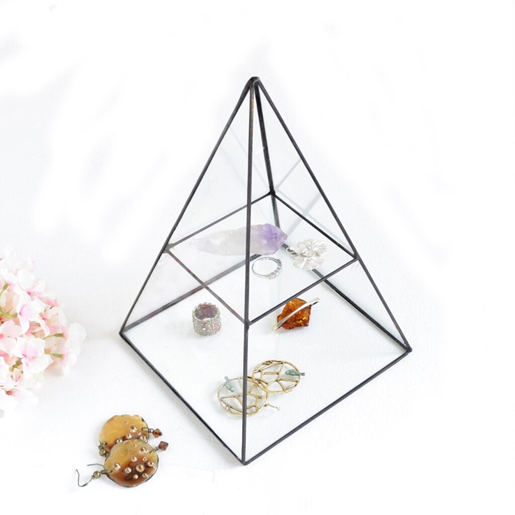 Pyramid Clear Glass Box Jewellery Display Stand Va... – Grandado