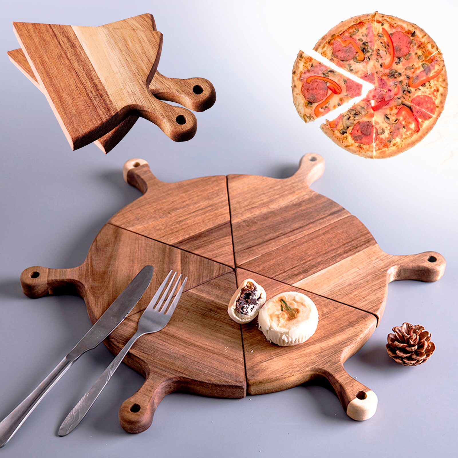 6pcs/set Wooden Pizza Tray Western Steak Food Plat... – Vicedeal