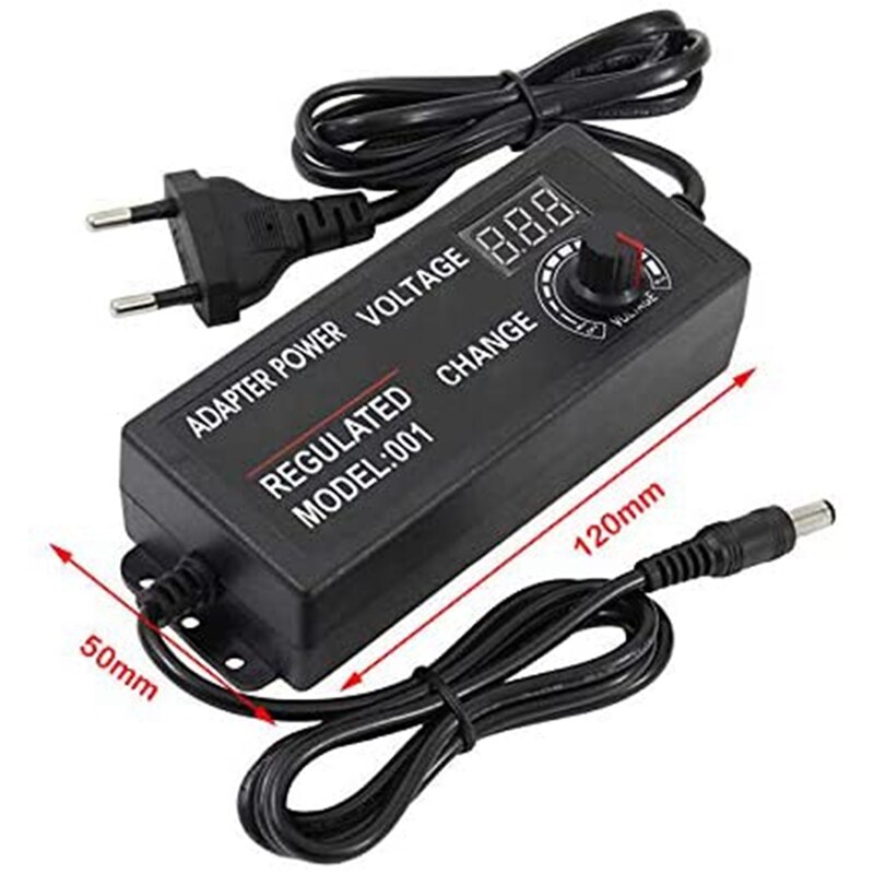 Verstelbare Power Adapter Met Draaiknop, Led Digit... – Vicedeal