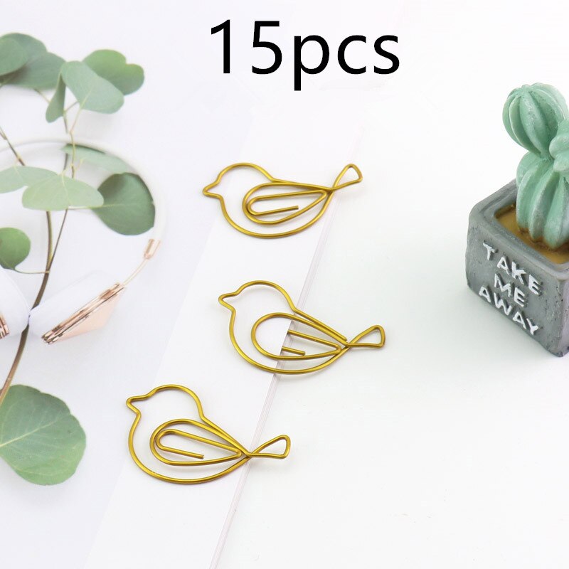 15PCS Small Bird Imitation Gold Shape Paper Clip C... – Grandado