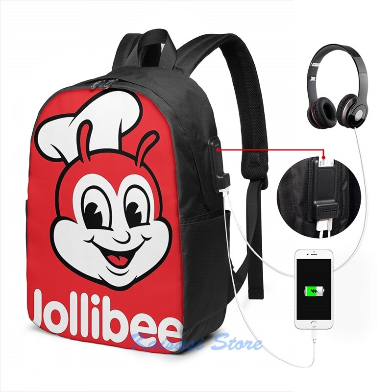 Funny Graphic print Jollibee USB Charge Backpack m... – Grandado