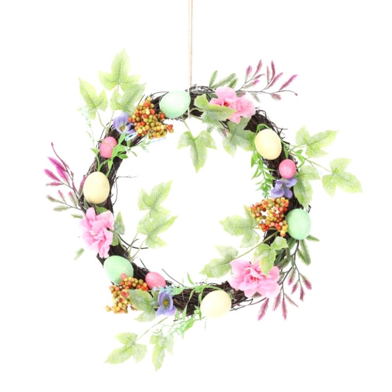 30CM DIY Rattan Easter Cross Foam Easter Eggs Wrea... – Grandado