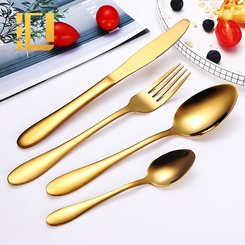 16Pcs Gold Cutlery Set Knives Forks Spoon Stainles... – Grandado
