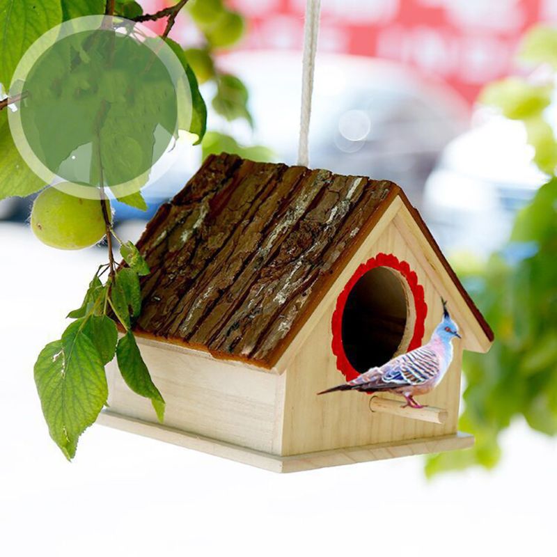 Wooden Bird Cage Houses Nest Natural Outdoors Hang... – Grandado